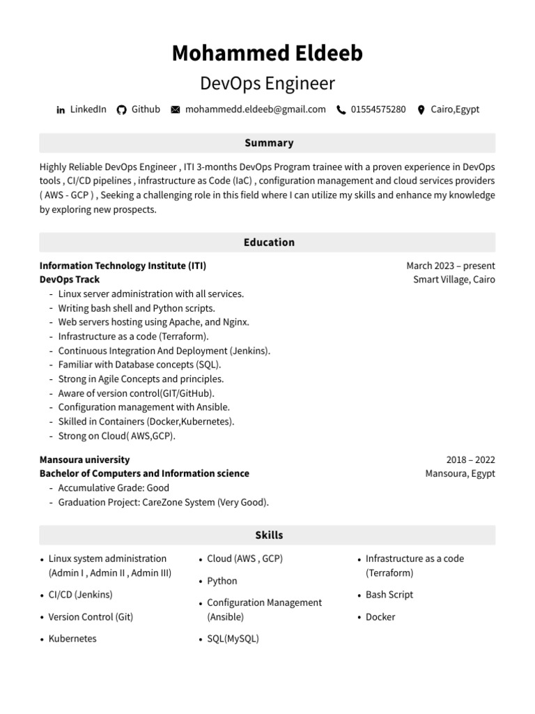 M.Eldeeb CV | PDF | Cloud Computing | Databases