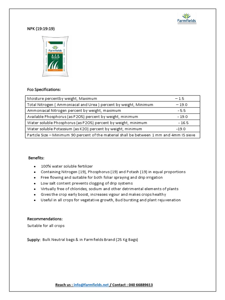 NPK-19.19.19 Specification | PDF