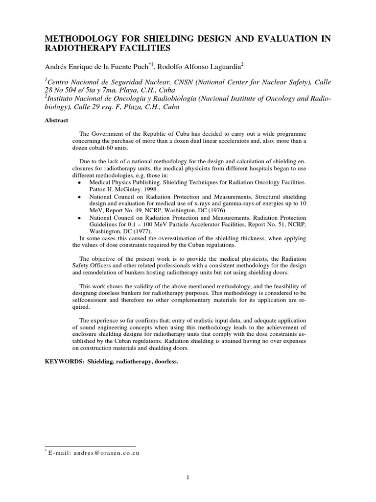 Methodology For Shielding Design and Evaluation in Radiotherapy ...