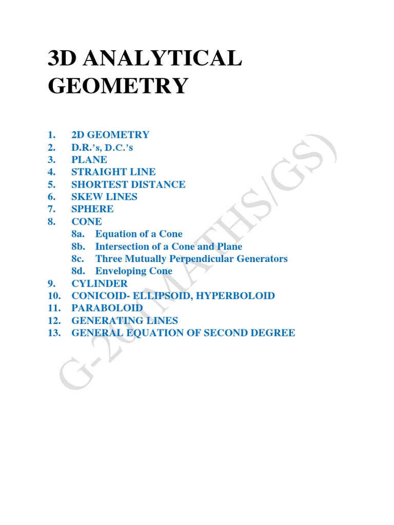 3D Analytic Geometry | PDF