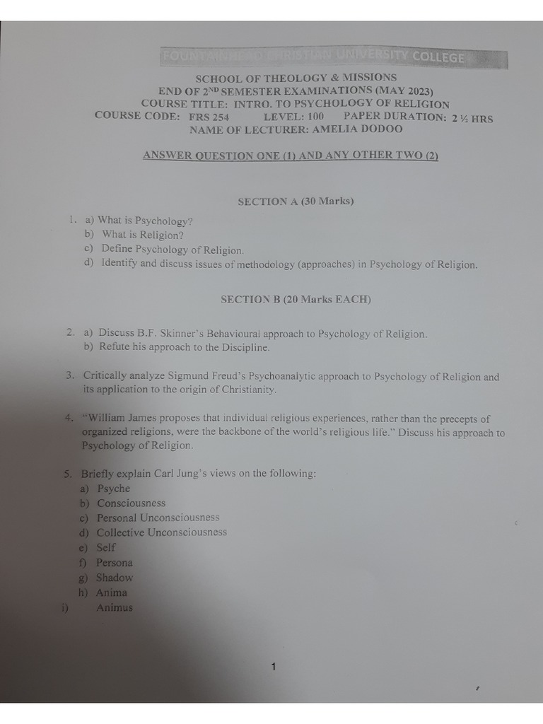 Introduction To Psychology of Religion | PDF