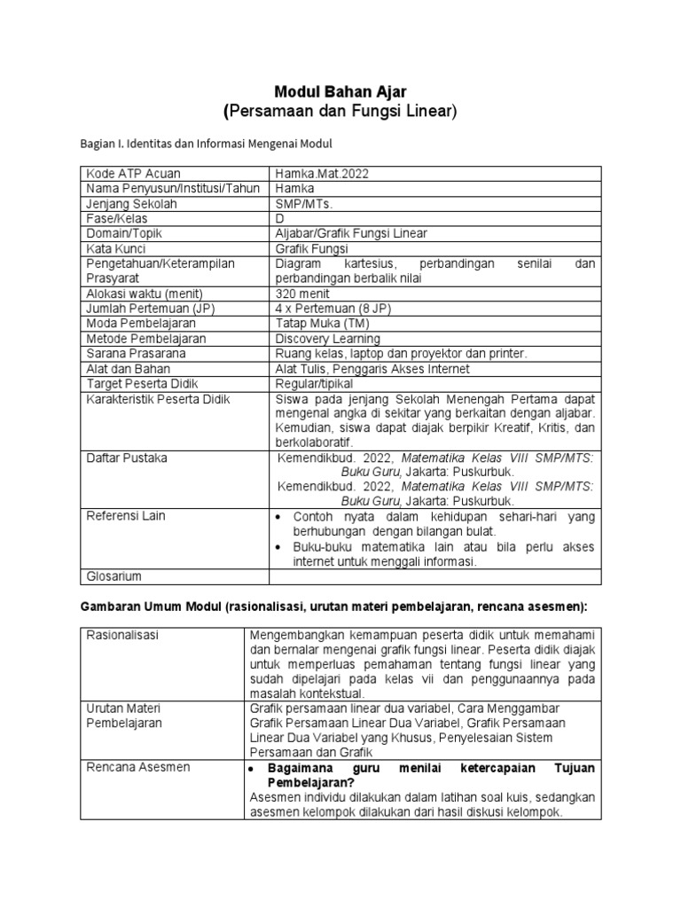 Modul Persamaan Linear Kelas 8 | PDF | Komputer