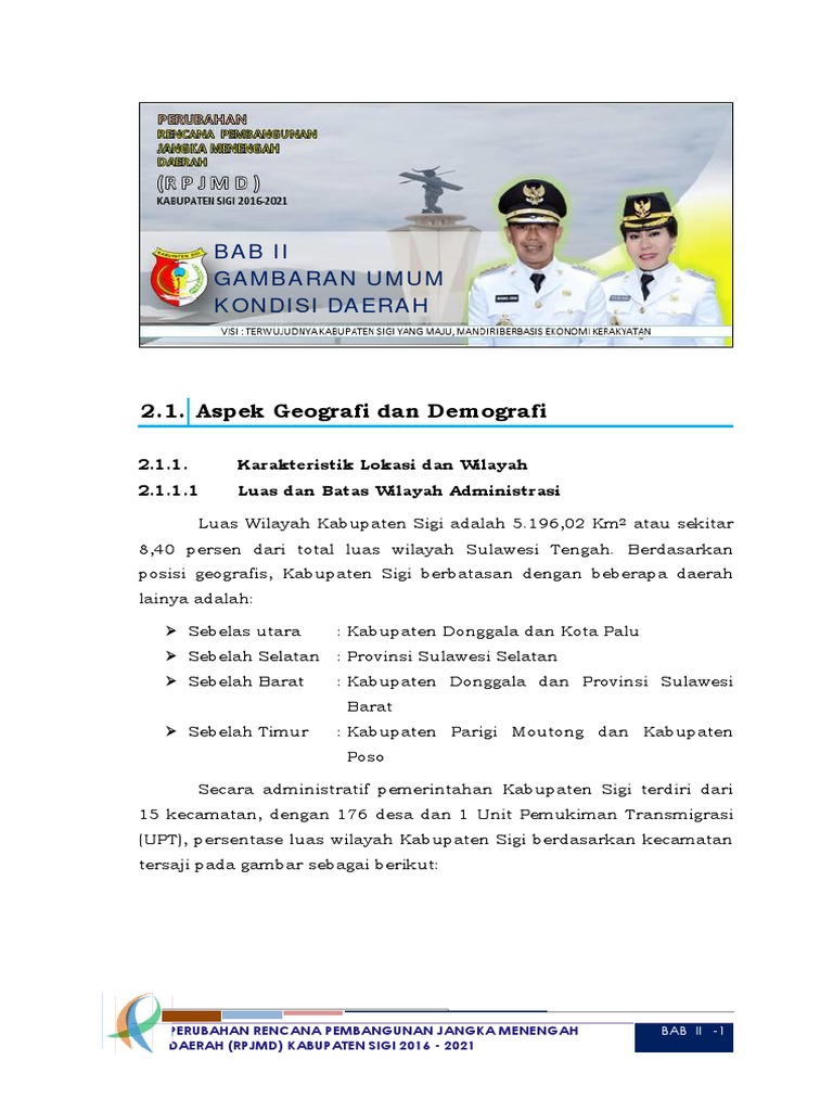 Bab 2 Perubahan RPJMD Sigi 2016-2021 | PDF