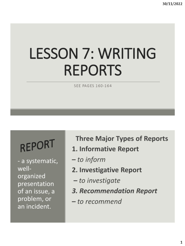 Eapp Lesson 7 Writing Reports Pdf