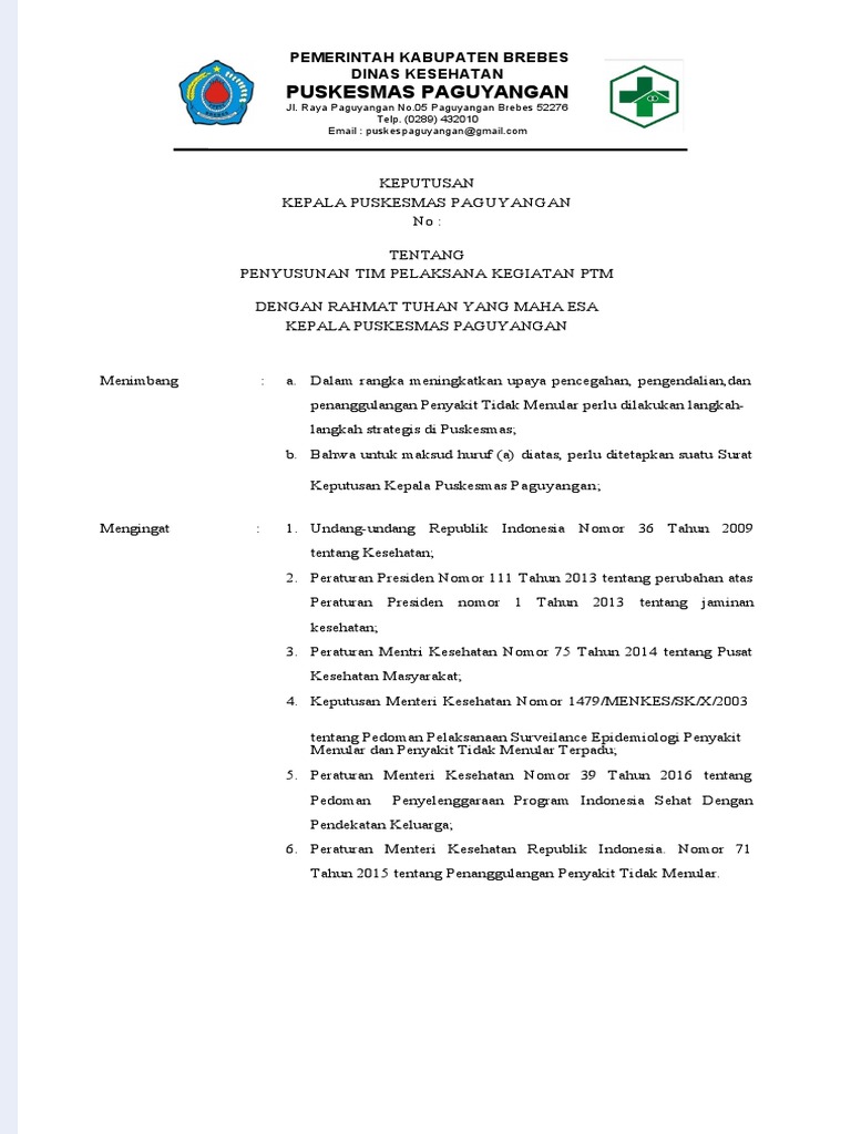 PDF SK Tim Pelaksana Kegiatan PTM | PDF