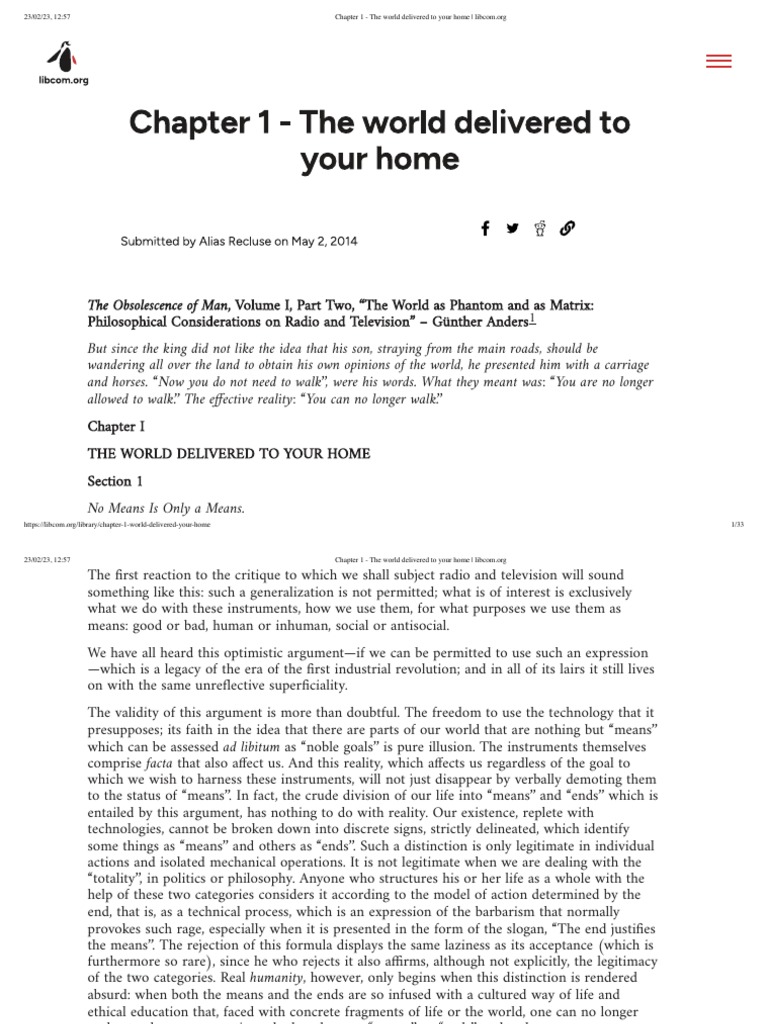 Gunther Anders - The World As Phantom and As Matrix - Philosophical ...
