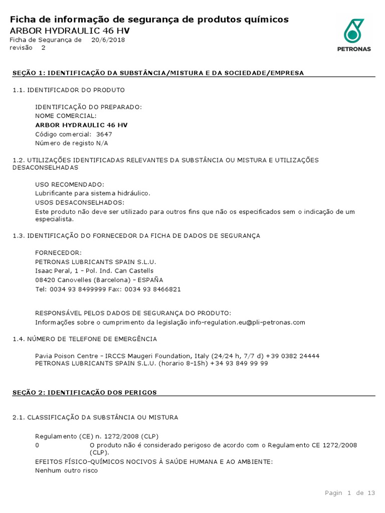 Fispq Oleo 46 Petronas | PDF | Desperdício | Química