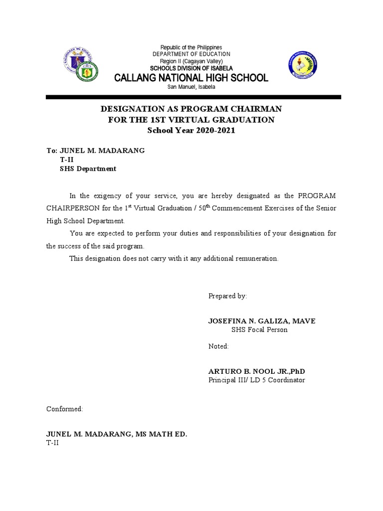 Program Chairman Acoomplishment Report | PDF