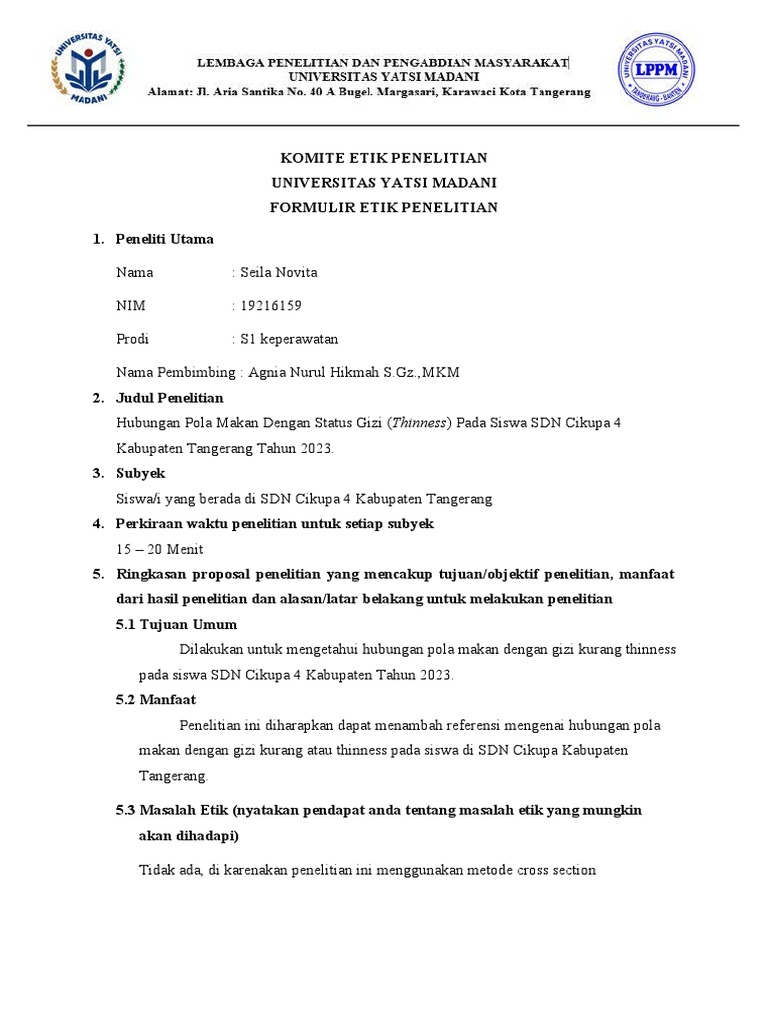 UJI ETIK SEILA NOVITAa | PDF