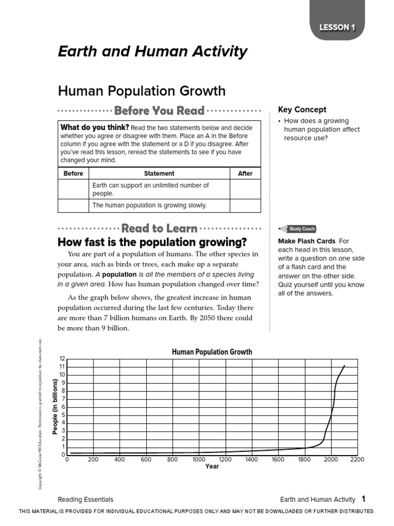 Lesson 1 Human Population Growth | PDF | Population | Population Growth