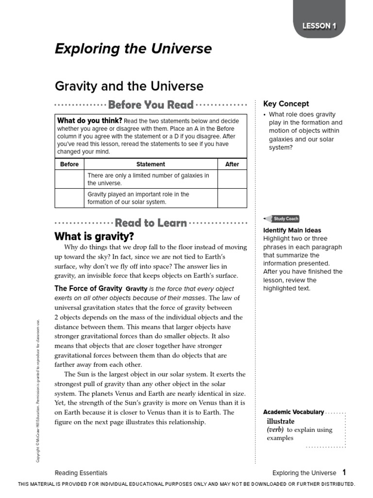 Lesson 1 Gravity and The Universe | PDF