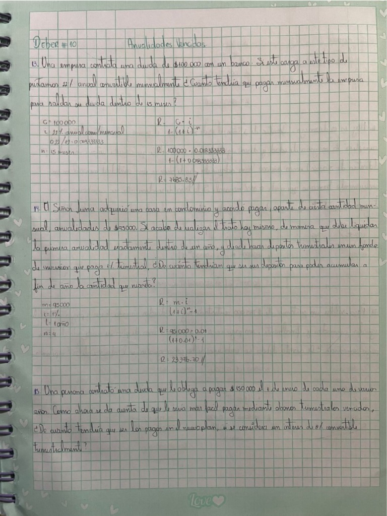 Deber 10 Anualidades Vencidas Amy Malavé | PDF