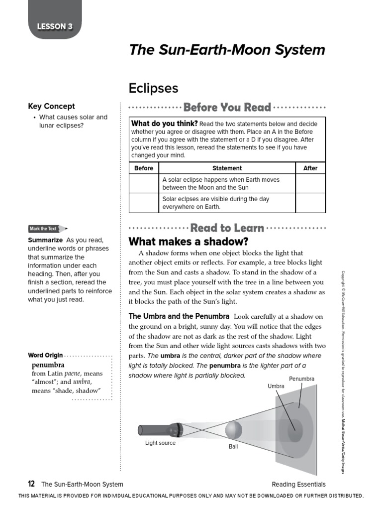 Lesson 3 Eclipses | PDF