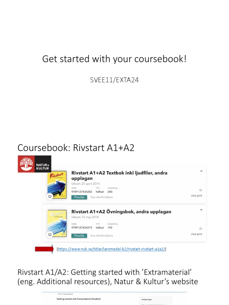Rivstart - A1 - A2 - Get Started With Your Coursebook | PDF