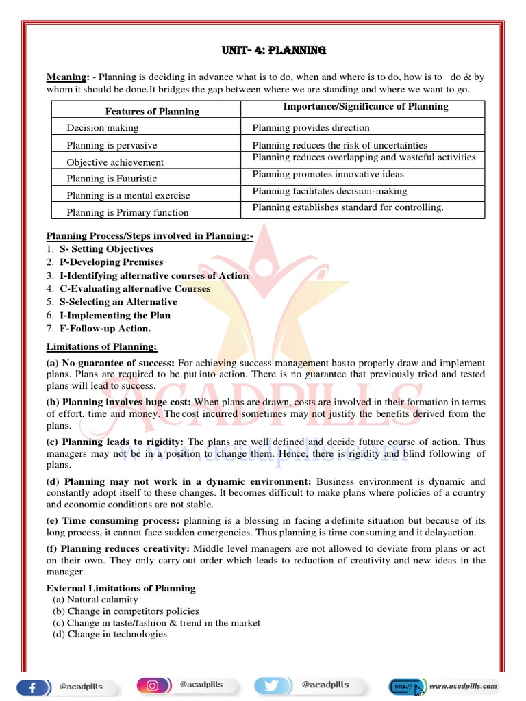 Unit - 4 Planning | PDF | Policy | Planning