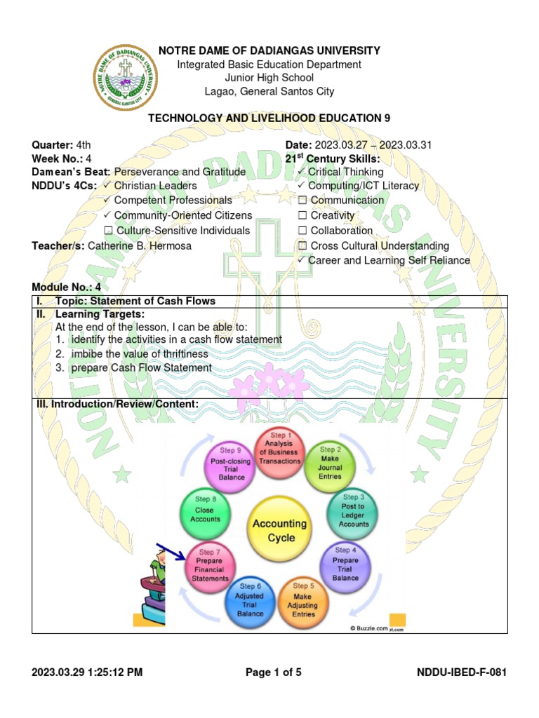 Cash Flow TLE 9 | PDF | Balance Sheet | Cash Flow Statement