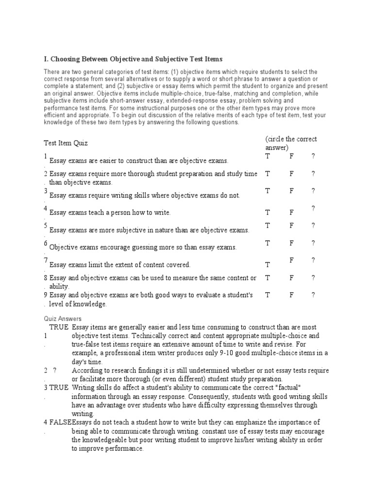 Improving Your Test Questions | PDF | Multiple Choice | Essays