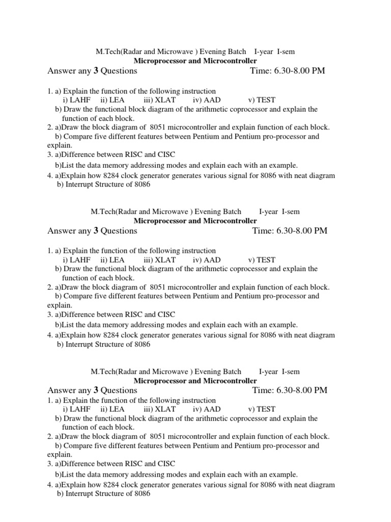 Microprocessor and Microcontroller | PDF | Teaching Methods & Materials | Computers