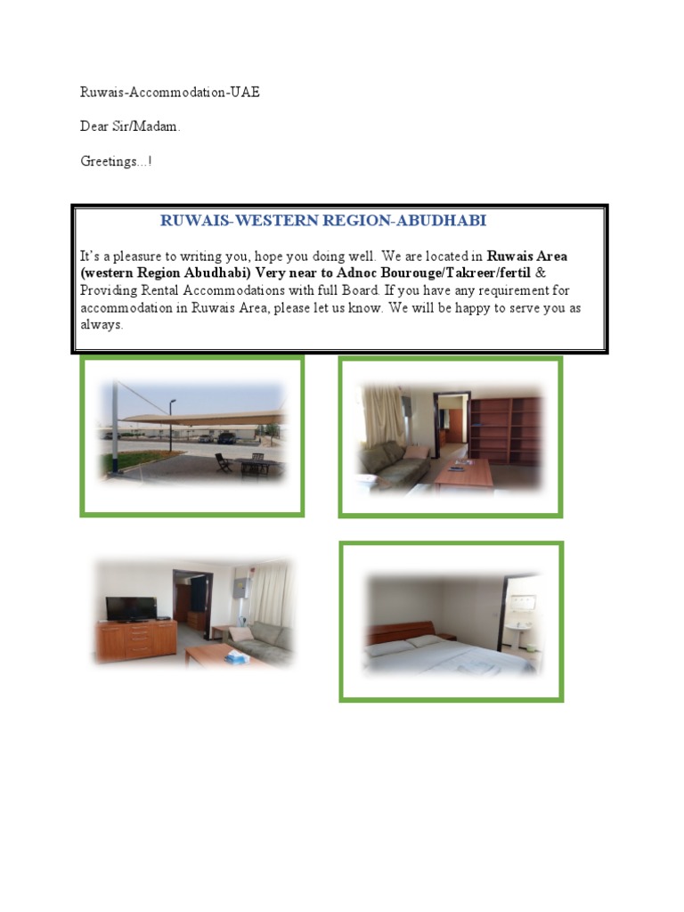 Rental Accommodations in Ruwais UAE | PDF
