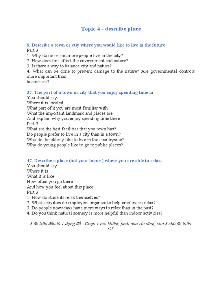 Topic 4 - Describe Place | PDF