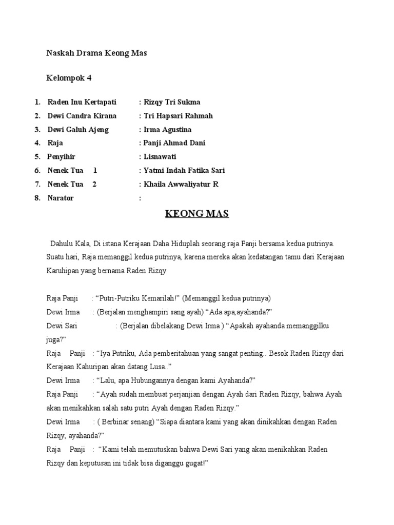 Naskah Drama Keong Mas | PDF