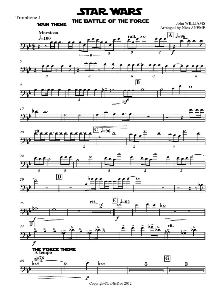 Star Wars Suite Trombone 1 | PDF