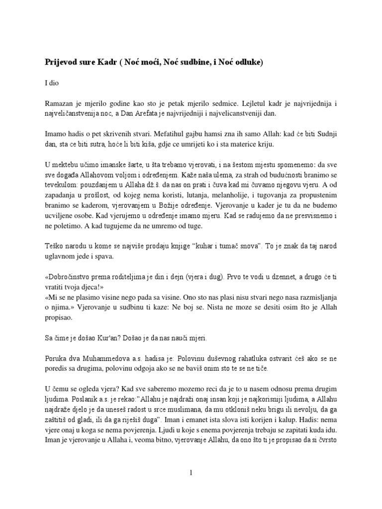 Prijevod Sure Kadr Predavanje | PDF