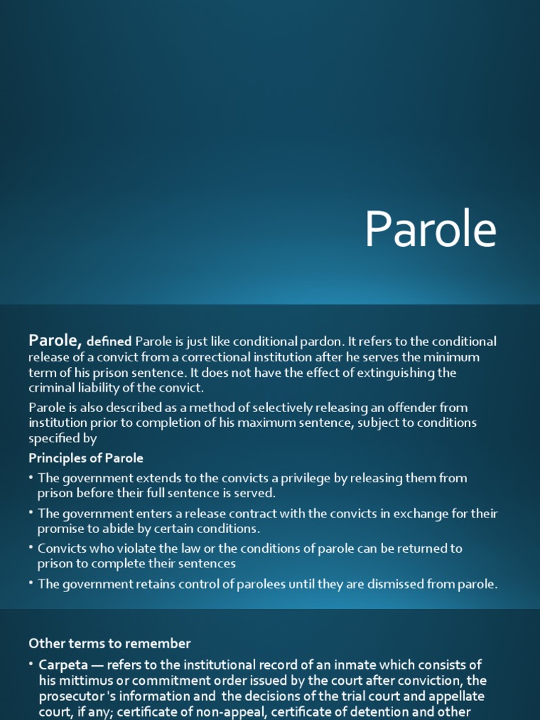 Parole | PDF | Parole | Prison