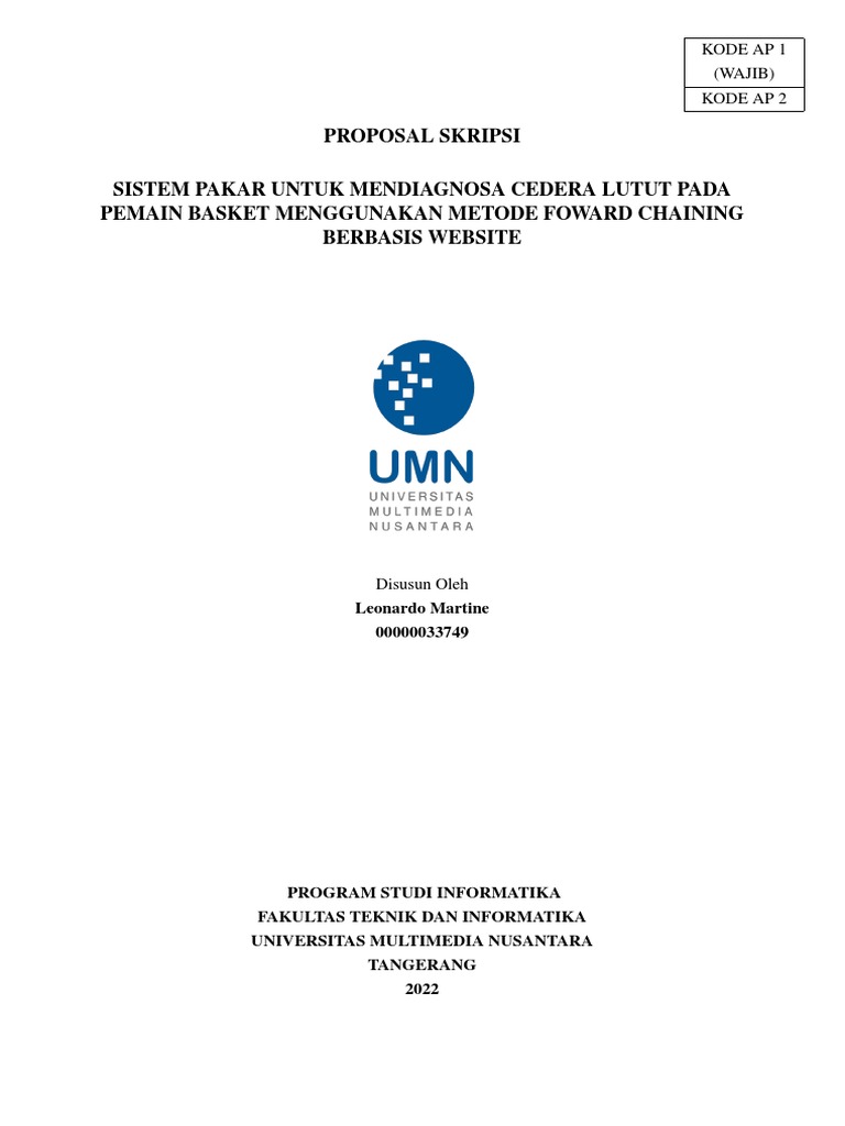 2022 Template Proposal Skripsi Informatika UMN Copy | PDF