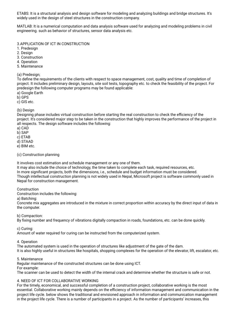 ICT APPLICATION IN CIVIL ENGINEERING (Micklenge) | PDF | Computer Aided ...