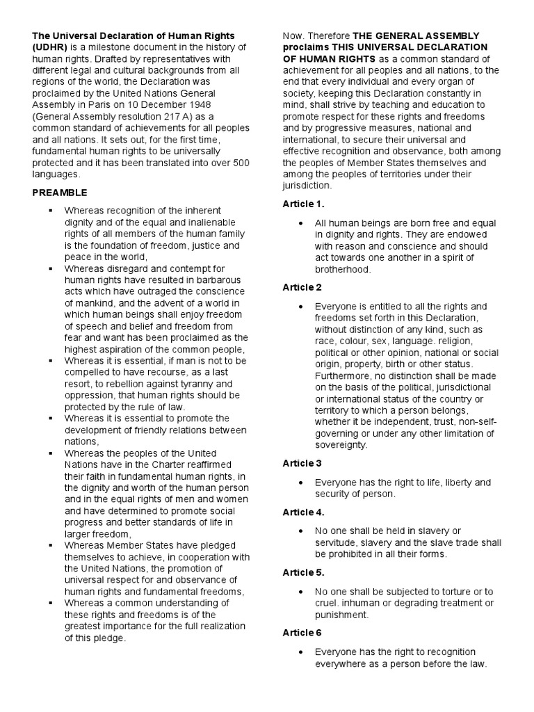 The Universal Declaration of Human Rights | PDF | Human Rights | Dignity