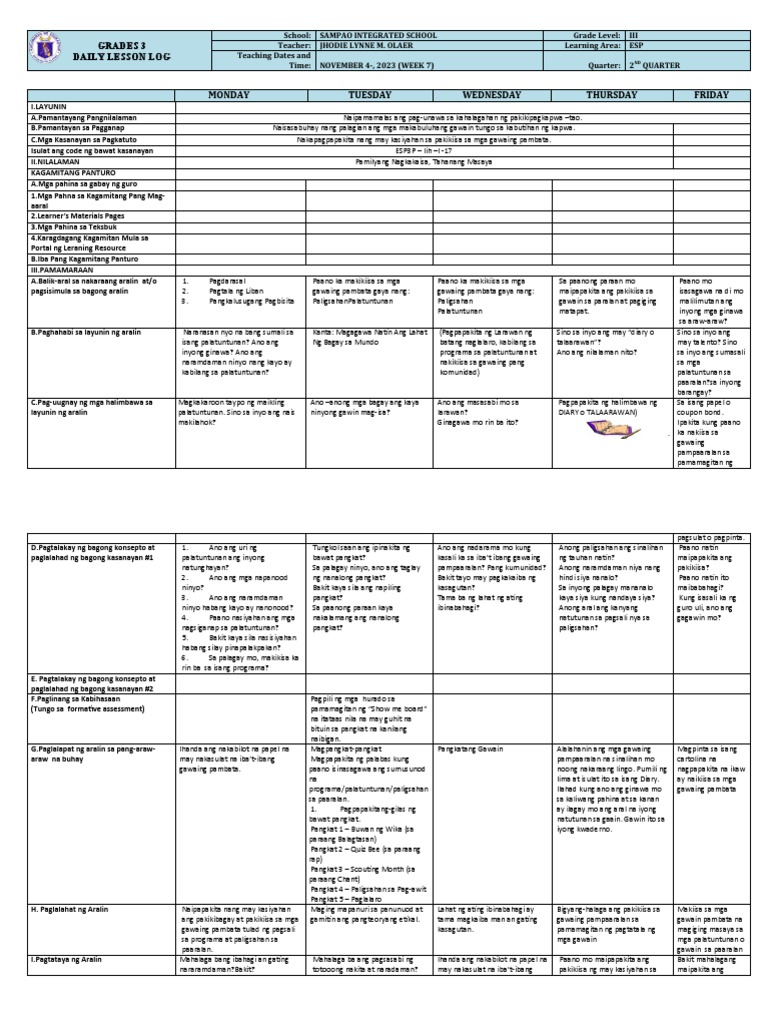 DLL - Esp 3 - Q2 - W8 | PDF