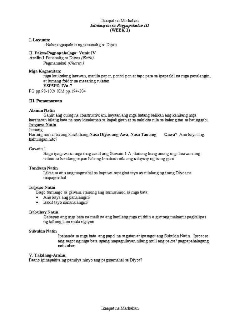 Q4 Esp-Lesson Plan | PDF