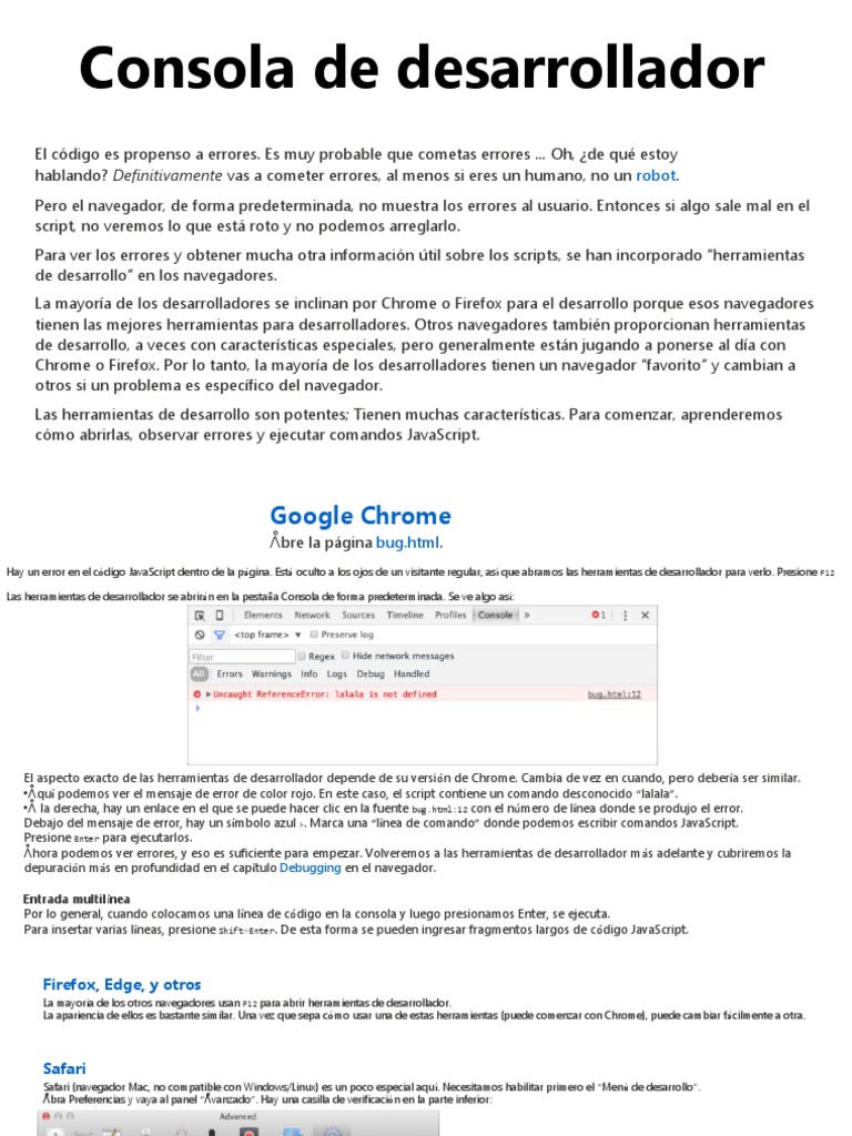 Consola de Desarrollador | PDF | Script Java | Lenguaje de escritura Consola de Desarrollador | PDF | Script Java | Lenguaje de escritura