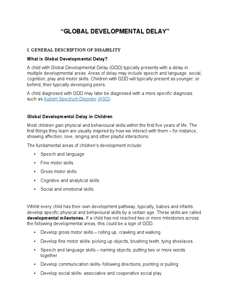 Global Developmental Delay | PDF | Developmental Disabilities | Autism ...