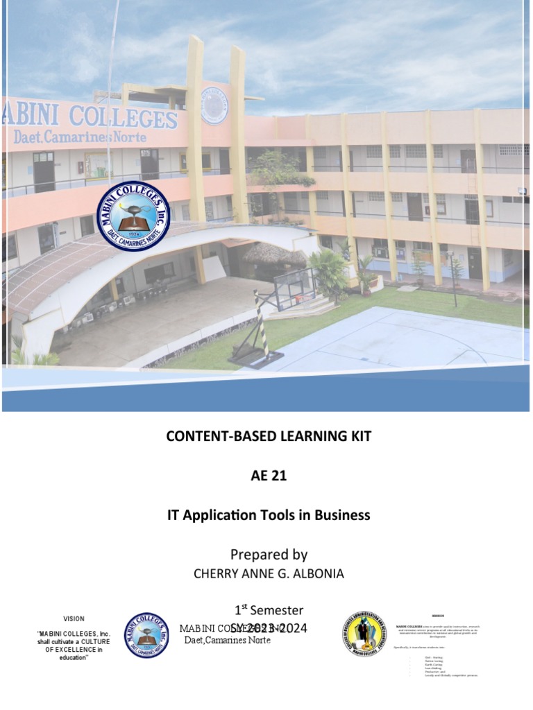 Mabini Colleges IT Tools Course Outline | PDF | Personal Computers ...