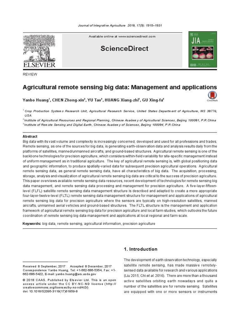 Agricultural Remote Sensing Big Data Management and Applications | PDF ...
