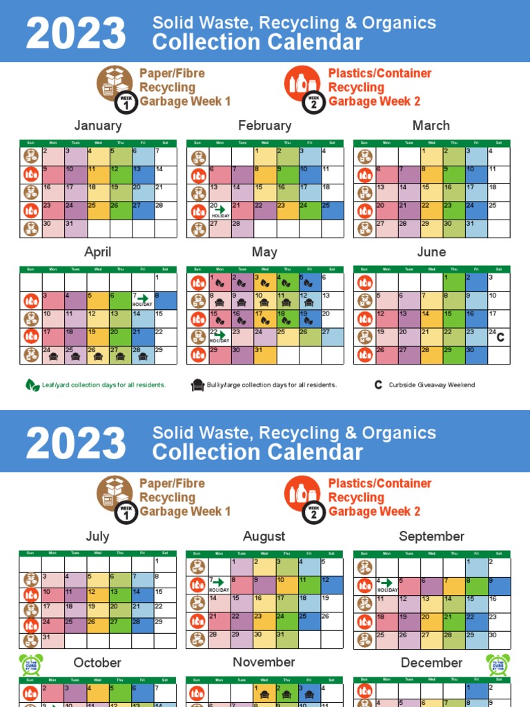 2023 Waste Calendar 8x11 | PDF | Municipal Solid Waste | Human Impact ...
