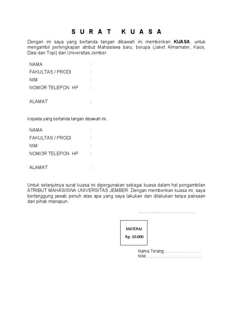Form Surat Kuasa | PDF