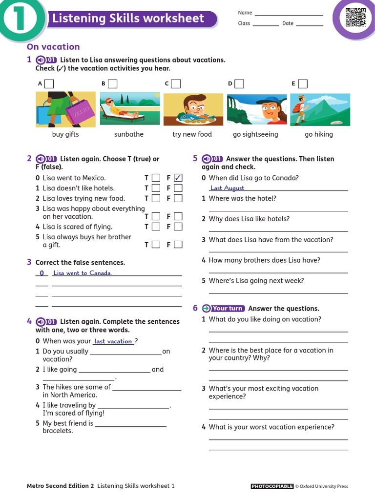 MetroL2 Listening Worksheets 1 8 | PDF | Detective | Clothing