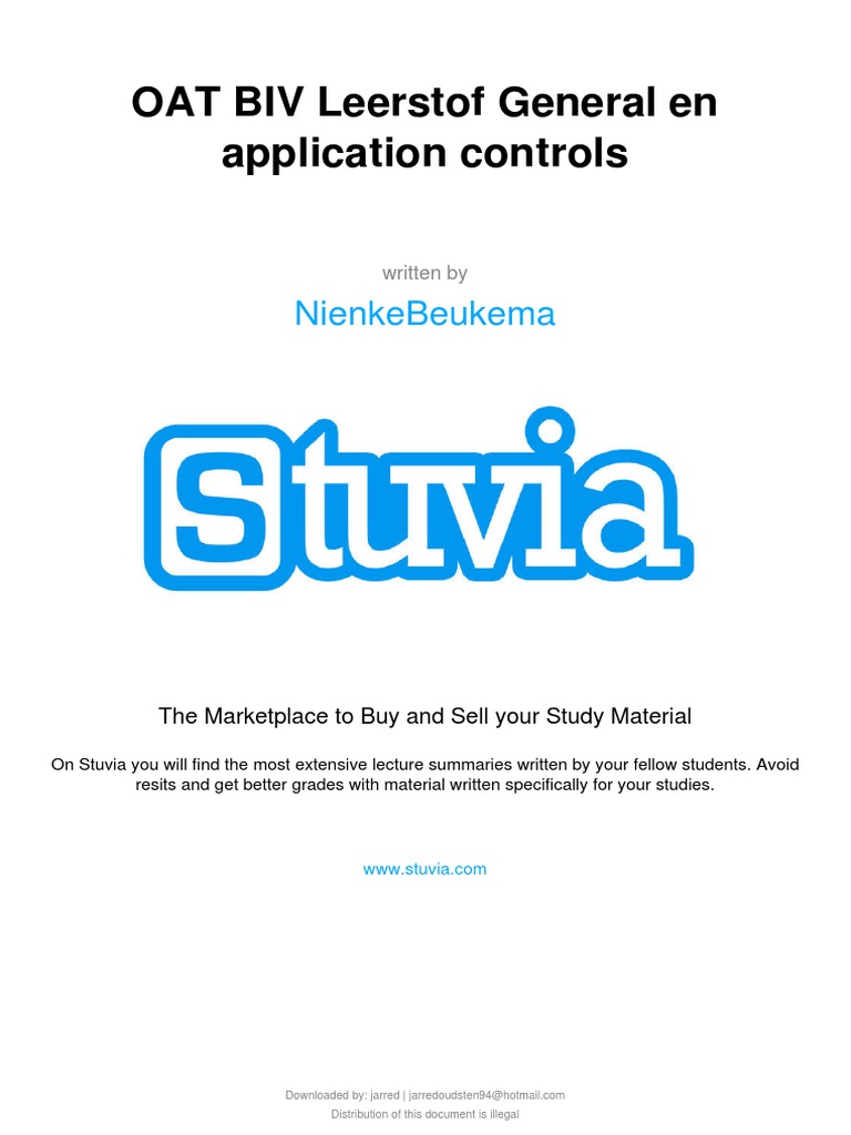 Stuvia 279688 Oat Biv Leerstof General en Application Controls | PDF