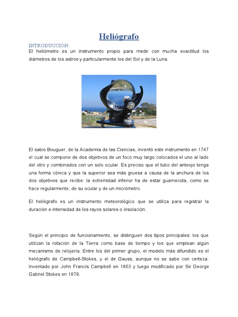 Uso y función del heliógrafo meteorológico | PDF | Ciencias fisicas