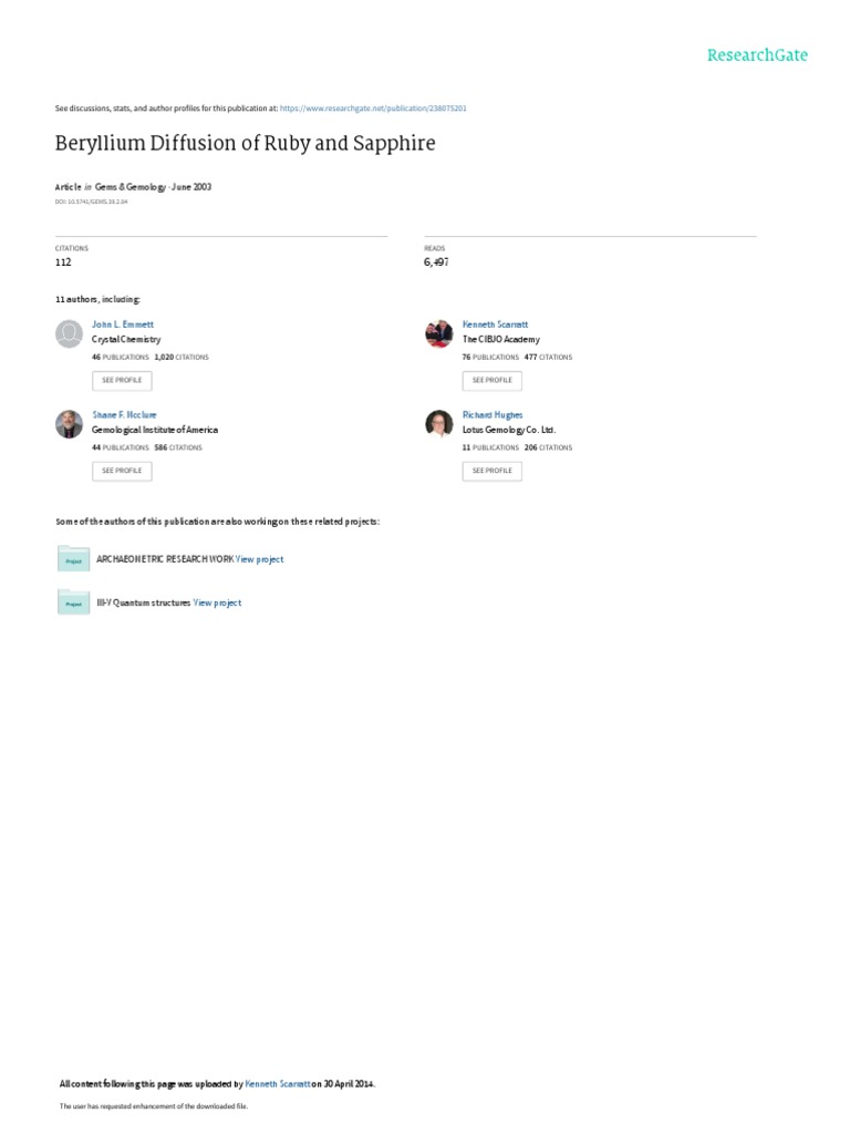 Beryllium Diffusion of Ruby and Sapphire | PDF | Gemstone | Mass ...