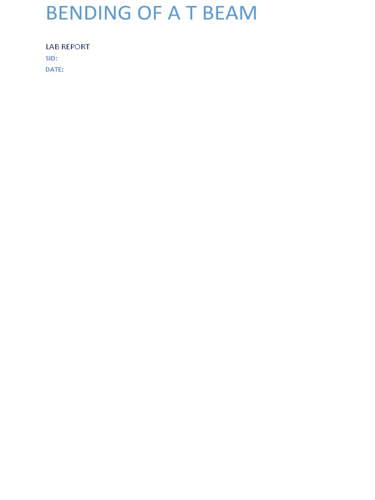 Solid Mechanics (Bending of A T Beam Lab Report) | Download Free PDF ...