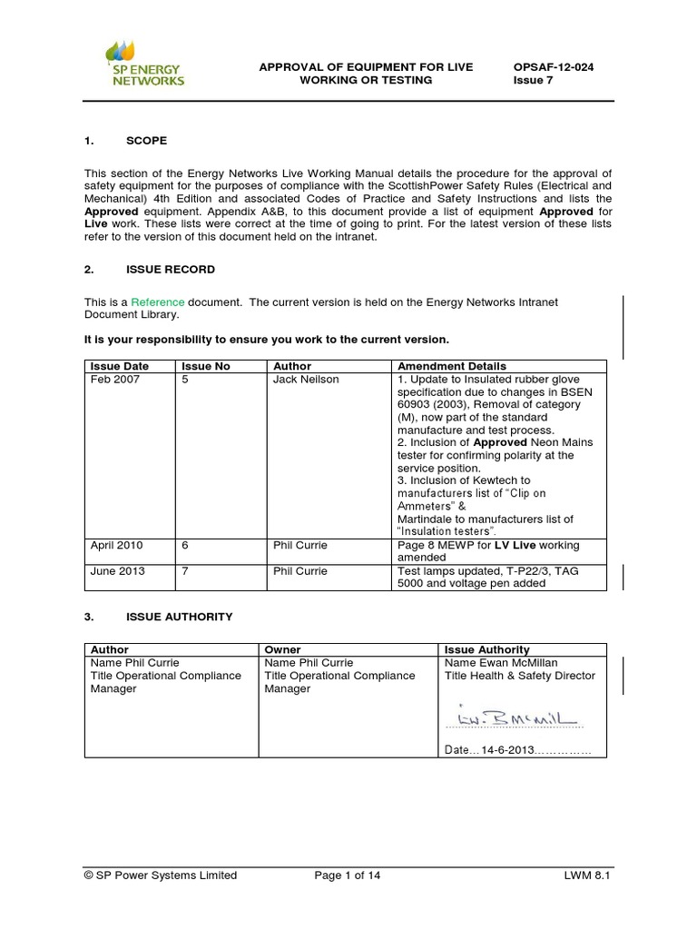 Live Working Equipment Approval Guide | PDF | Manufactured Goods ...