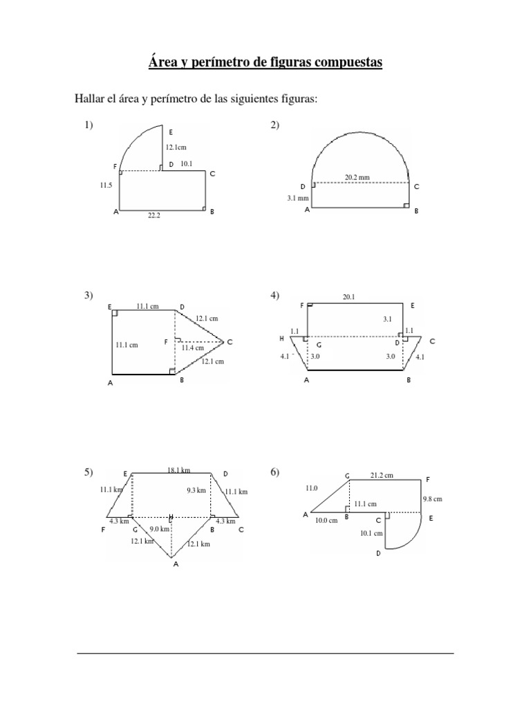 Área y perímetro de figuras compuestas | PDF