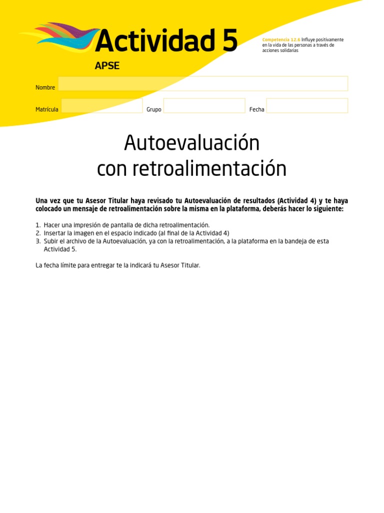 Activ. APSE 5 - Autoeval. Res. Retro, 6to PR-23 | PDF