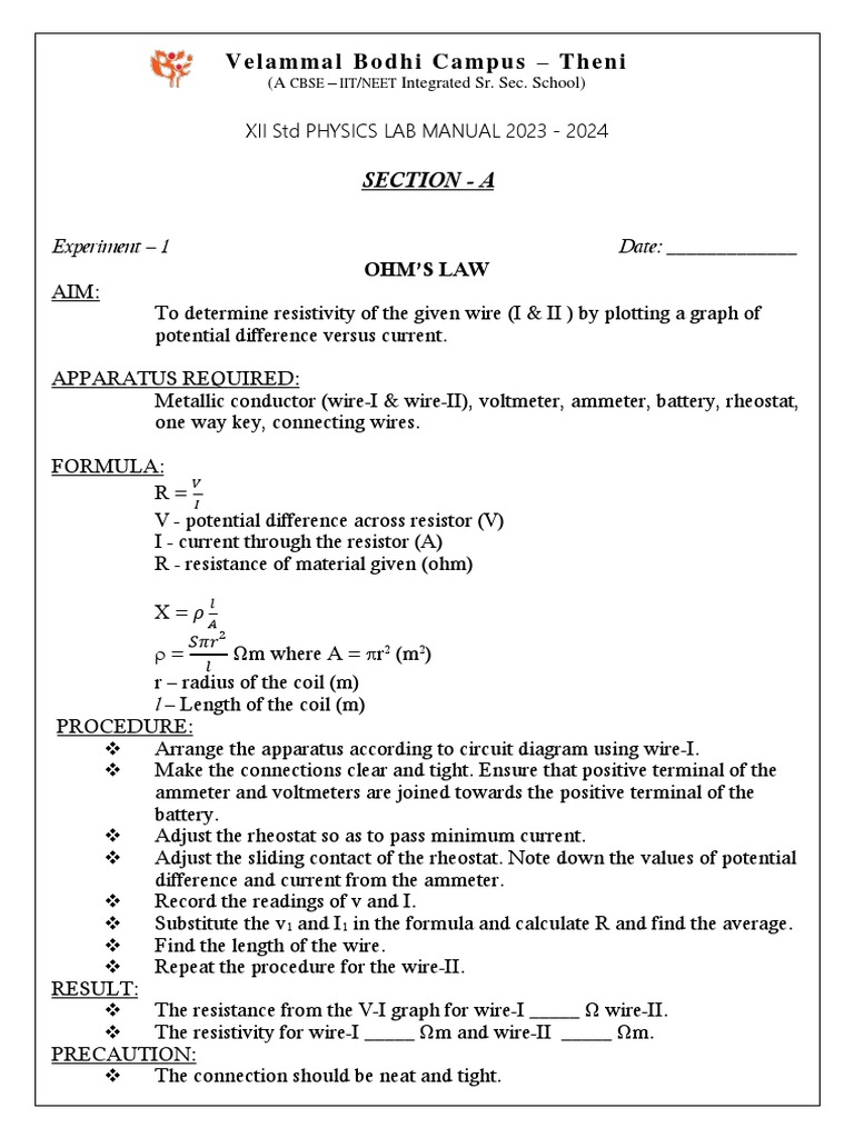 Physics Practical Manual 23-24 | PDF | P–N Junction | Manufactured Goods
