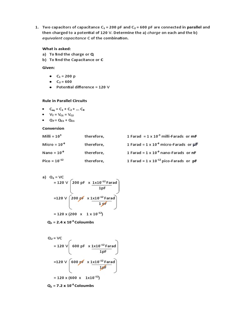 Capacitor Calculations Guide | PDF | Capacitance | Electronic Engineering