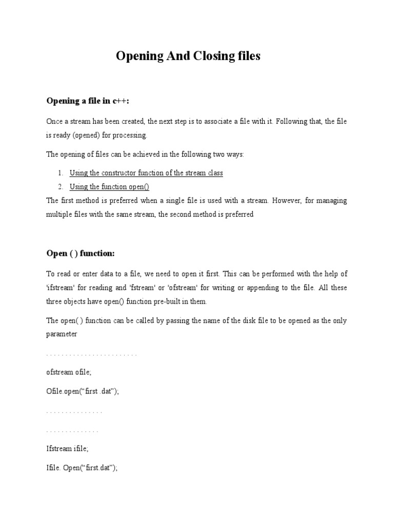Opening and Closing Files | PDF